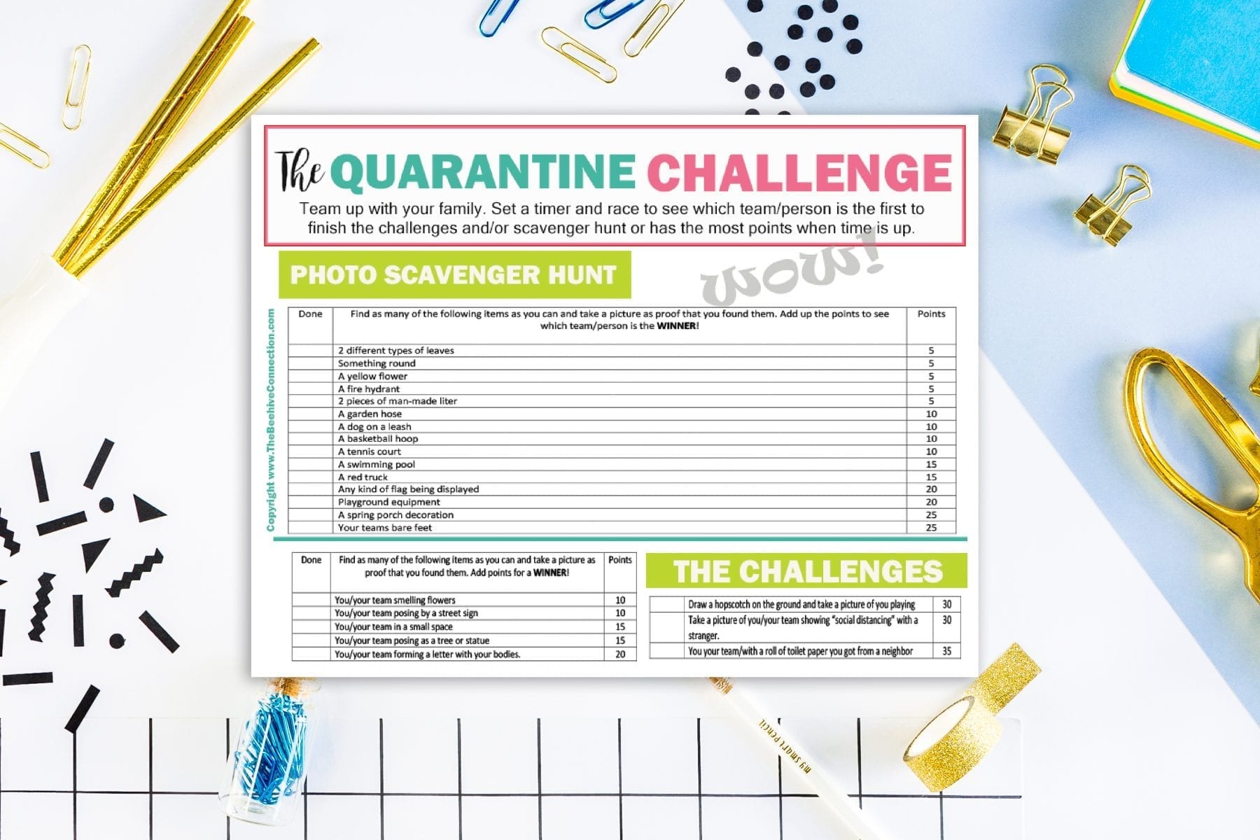 How to Keep Busy at Home: The Quarantine Challenge FREE Printable - The ...
