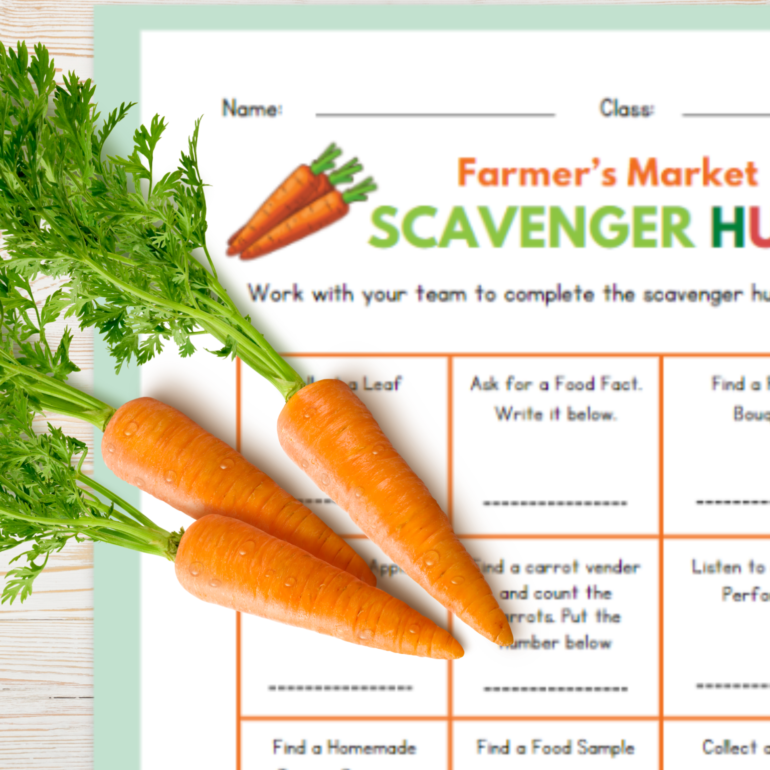 FREE Farmer's Market Scavenger Hunt Printable