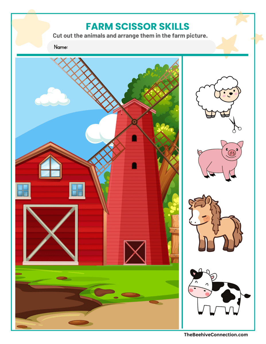 13 FREE Farm Animal Cutting Worksheets